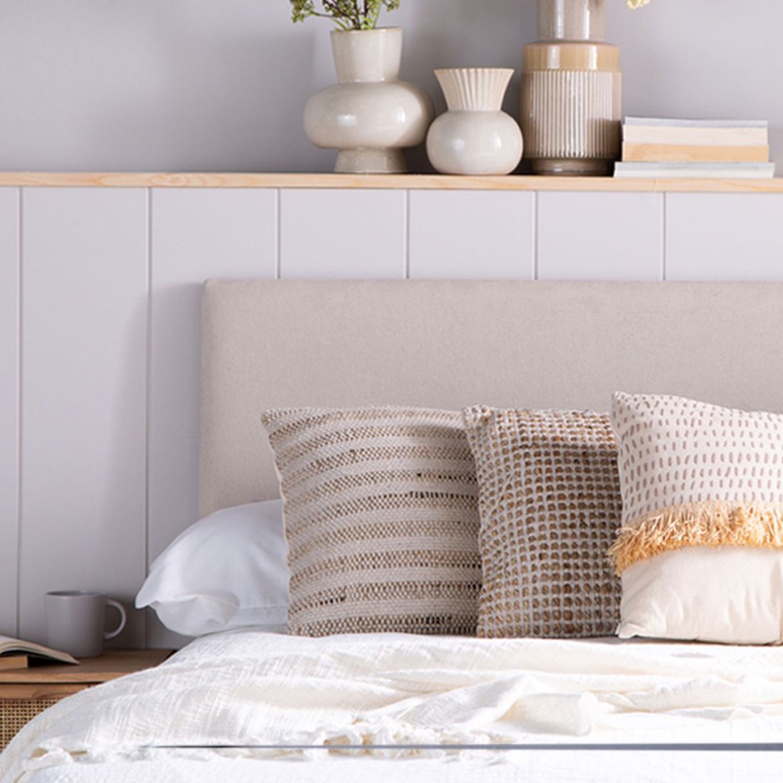 Tête de lit tapissée pour lits en 135, 150 et 160 couleur beige Malta ...