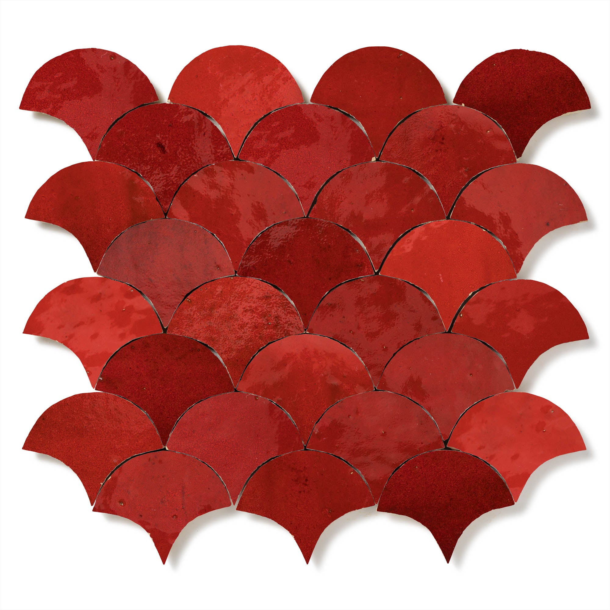 Zellige Marocain Artisanal Véritable - Rouge Pétillant Ecaille petit 7 ...