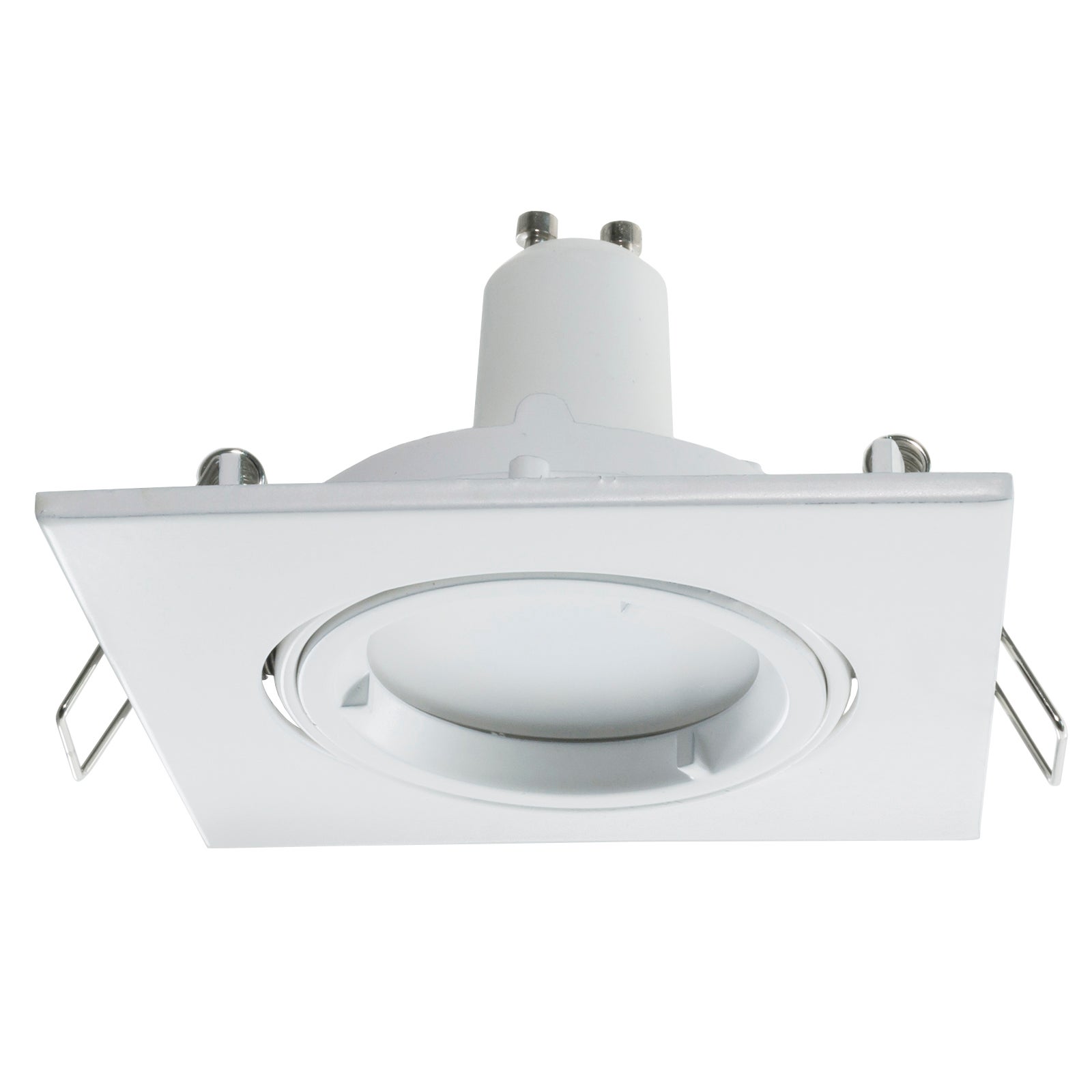 Blanco cuadrado ajustable foco LED lámpara 8W GU10 empotrable 80mm rendimiento 60W LUZ 3000K ...