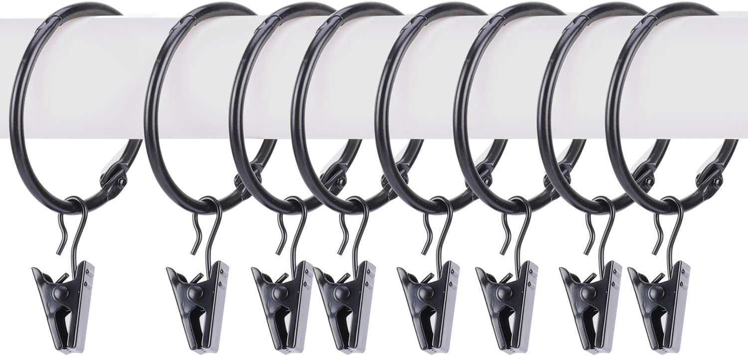 30 Pièces Anneau de Rideau avec Clips, Anneaux de Rideau en Métal ...