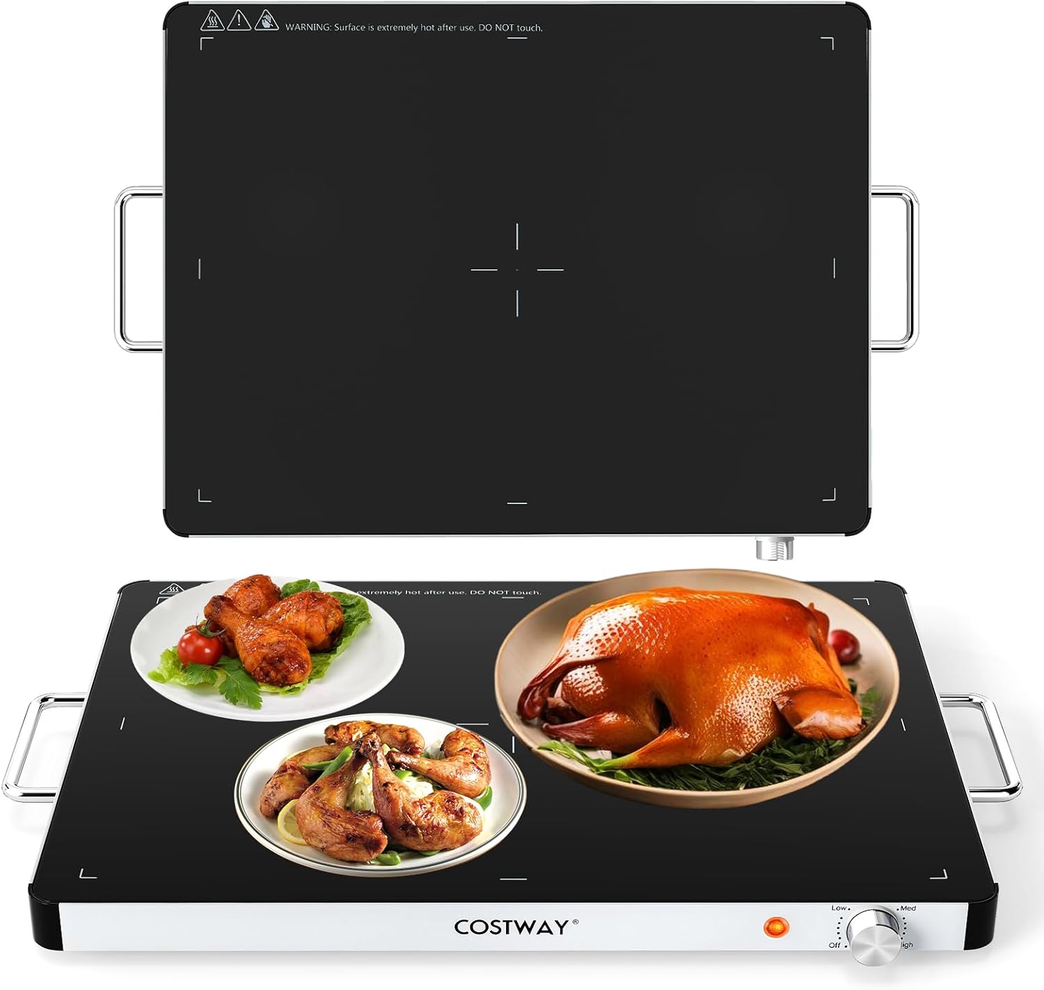 LIFEZEAL Chauffe Plat Électrique, Plateau Chauffant avec Dessus en ...