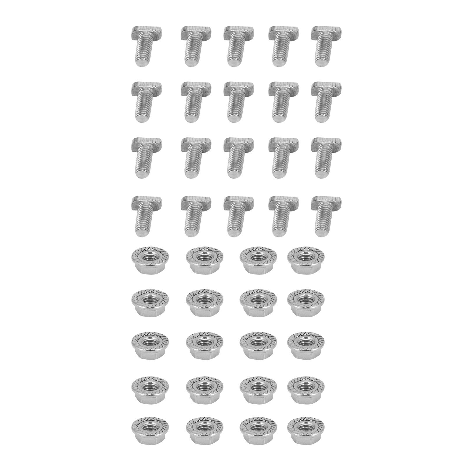 Vis M6 en acier inoxydable 304, 20 jeux de vis avec écrou à bride ...