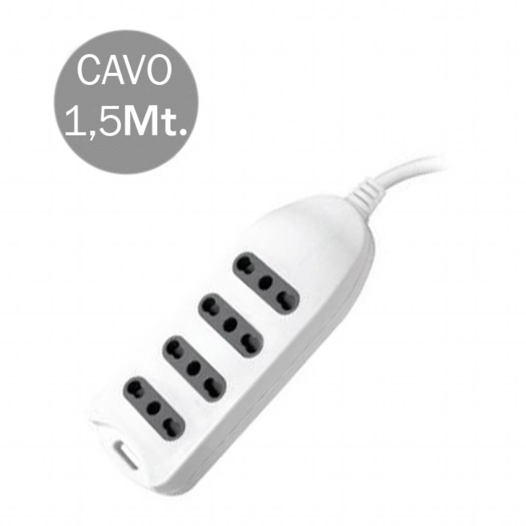 Multienchufe con Cable 1,5m 4 Tomas 10/16A 2P+E 2P+E 2P+E 2P+E 2P+E 2P+E Enchufe de Pared Blanco ...