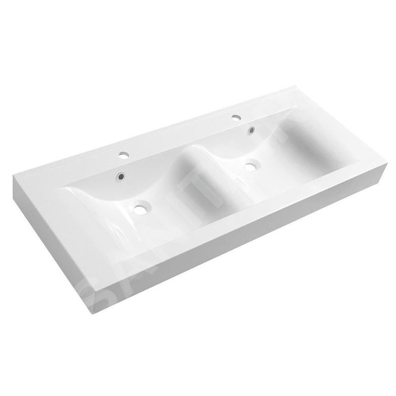 Sapho Lavabos - Double-lavabo 1200x500 mm, avec 2 trop-pleins, avec ...