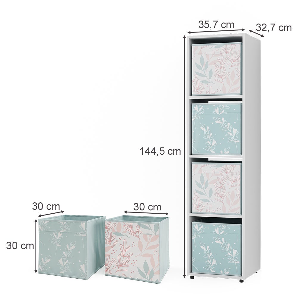 Vicco Meuble de rangement Ludus, Blanc, 142.5x36.2cm avec 2 boxes ...