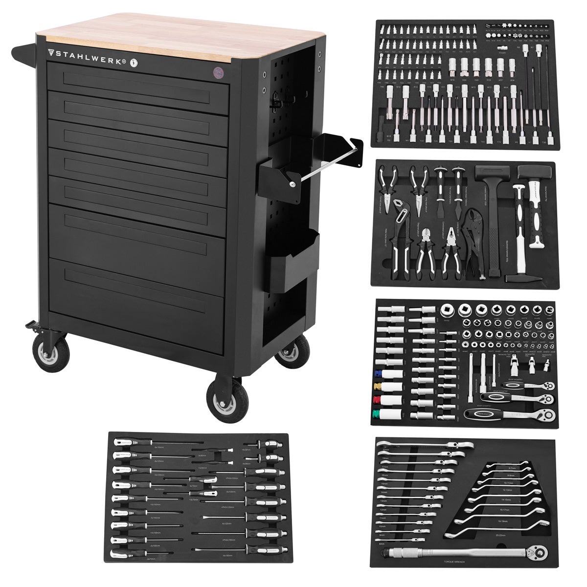 STAHLWERK Chariot d'atelier CROW Chariot à outils Chariot de montage ...