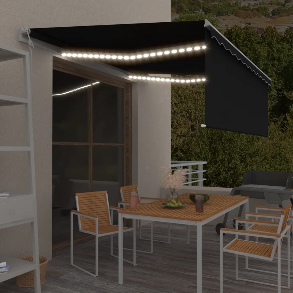 Toldo automático con sensor de viento y LED, 4x3 m, color antracita ...