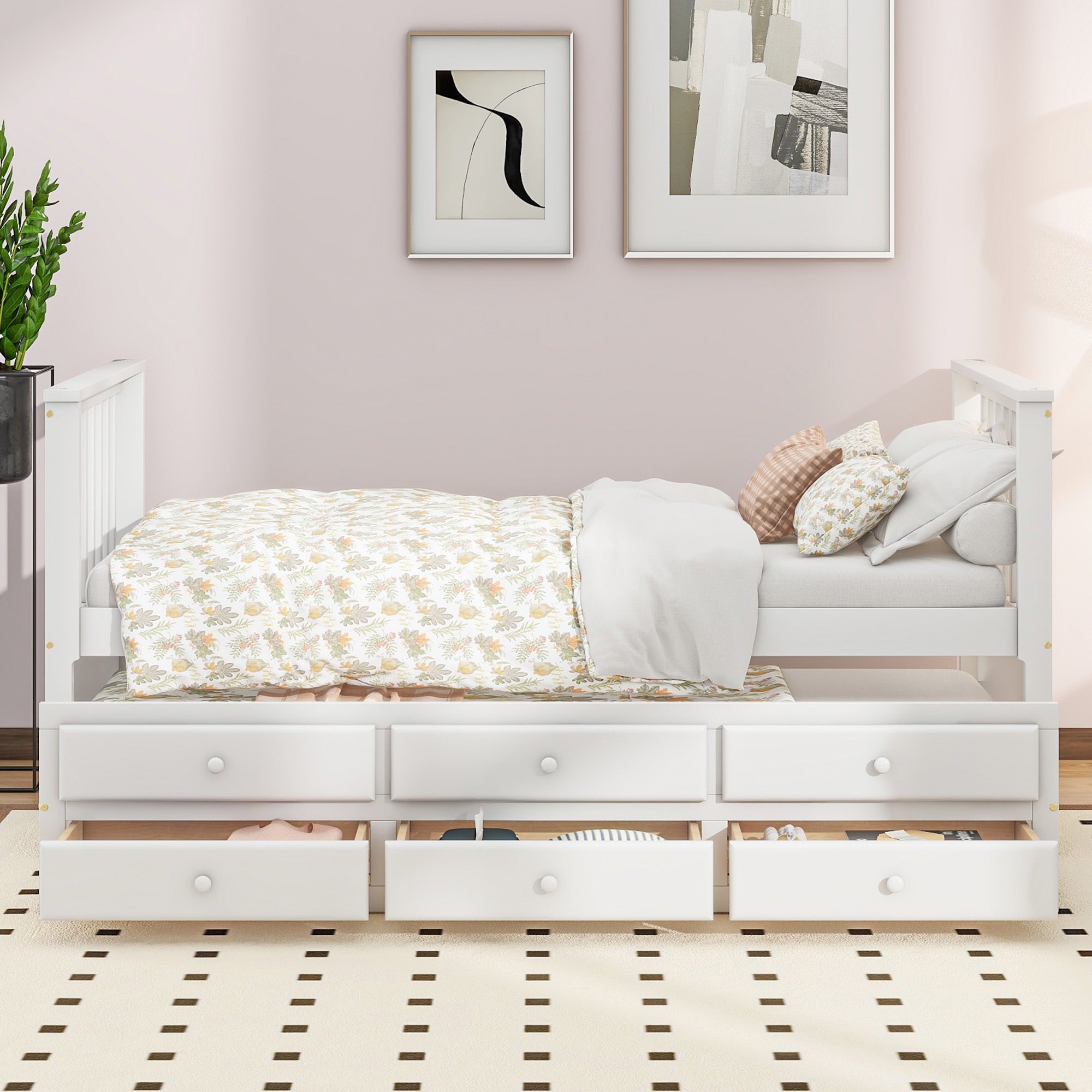 Cama nido con 3 cajones - 90 x 200 cm + 90 x 190 cm - pino y MDF ...