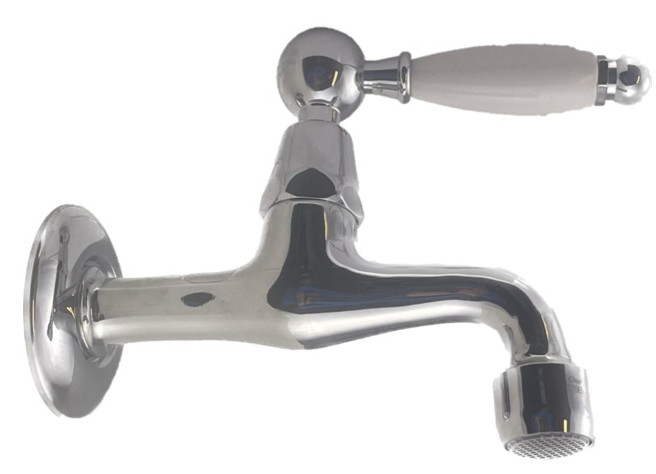PB Classic Robinet mural de lavabo avec levier blanc eau froide chromé ...