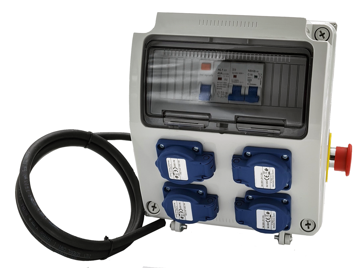 Coffret de chantier monophasé IP54 - IK08 - 4 prises NF 2P+T - 50hZ ...