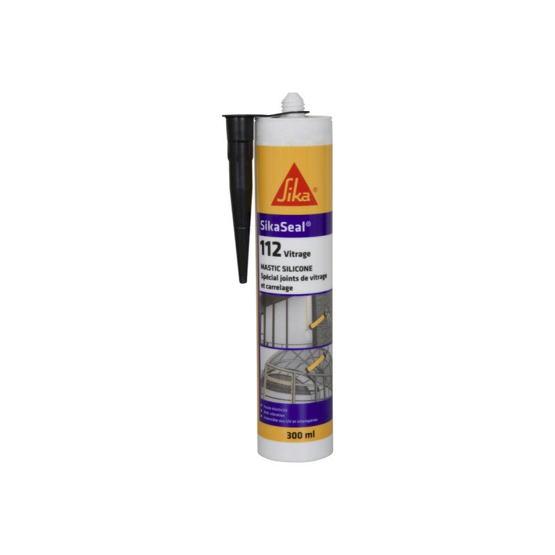 Mastic silicone spécial vitre - SIKA SikaSeal 112 Vitrage - Noir ...