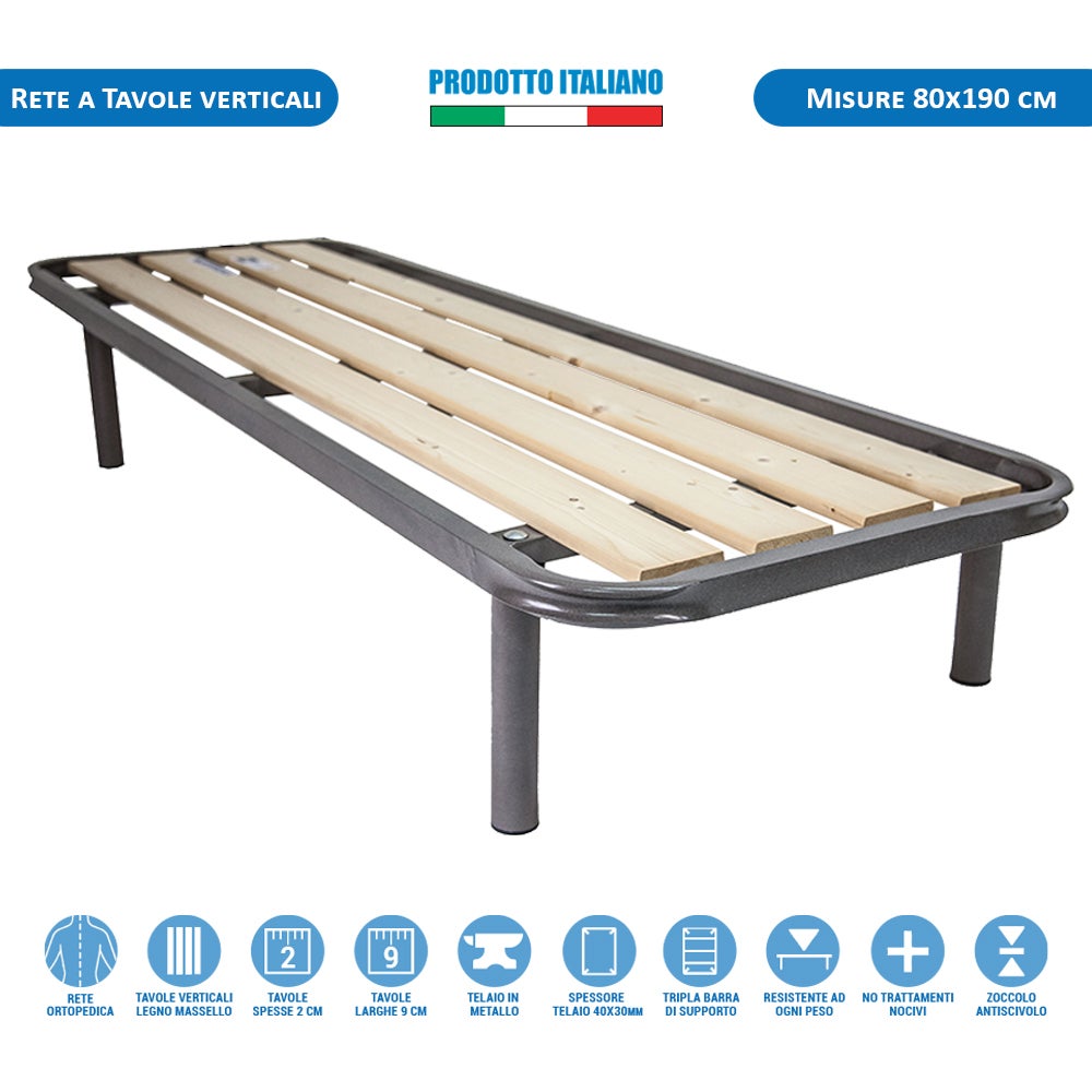 Rete ortopedica Singola a doghe Verticali 80x190 cm, con Tavole in ...