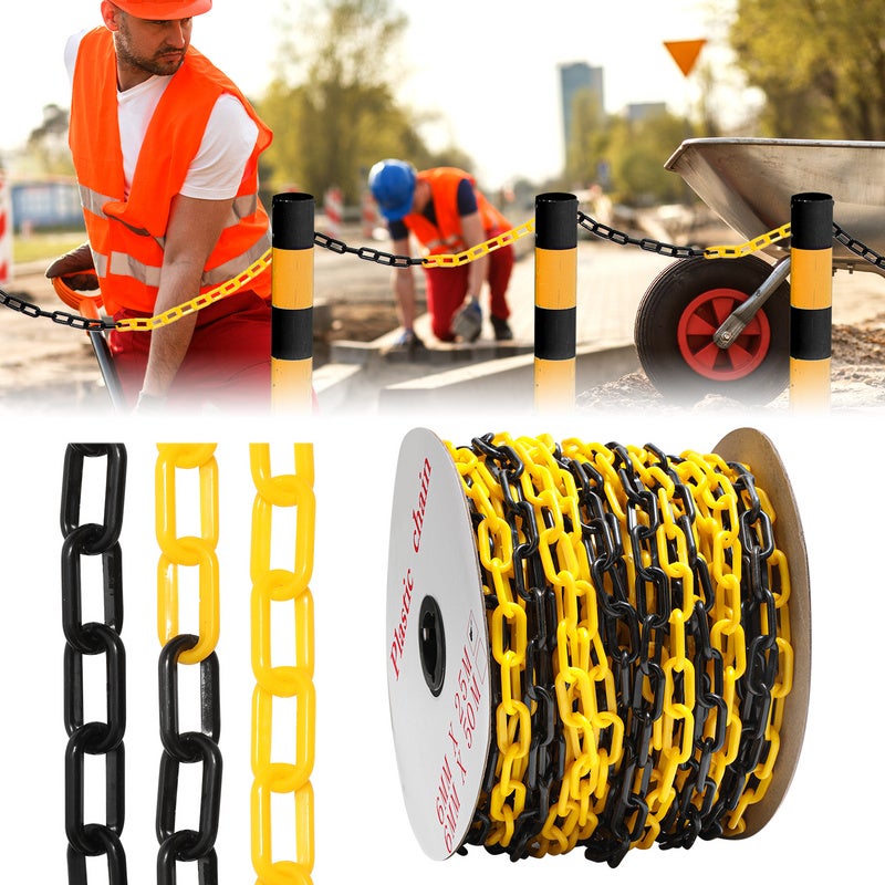 Chaîne d'avertissement Chaîne en plastique Jaune et noir de 6 mm d ...