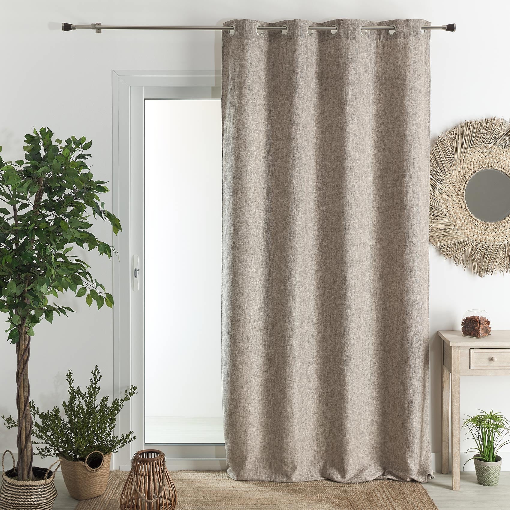 Rideau tamisant - - Effet tissé - Lin - 140x260 cm - Polyester | Leroy ...