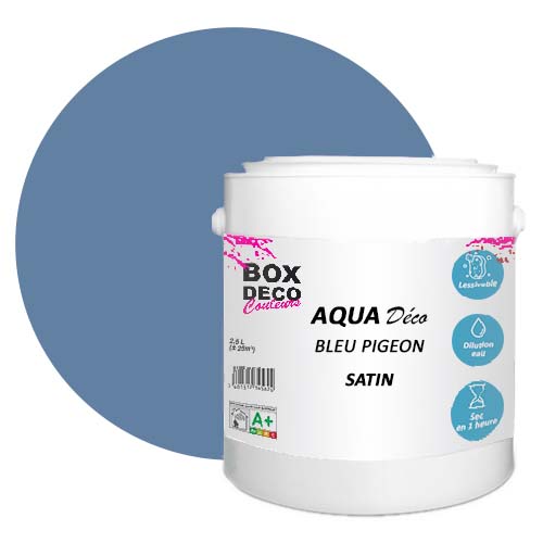 Bleu Pigeon Peinture murale acrylique aspect satin Aqua Déco - 2,5 L ...