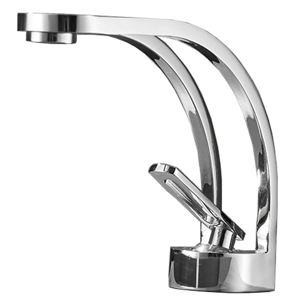 Robinet de lavabo monotrou argenté, noyau de valve en céramique, avec ...
