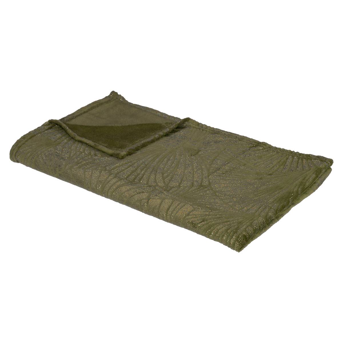 Plaid - flanelle - kaki et doré - 125x150 cm - Atmosphera créateur d ...