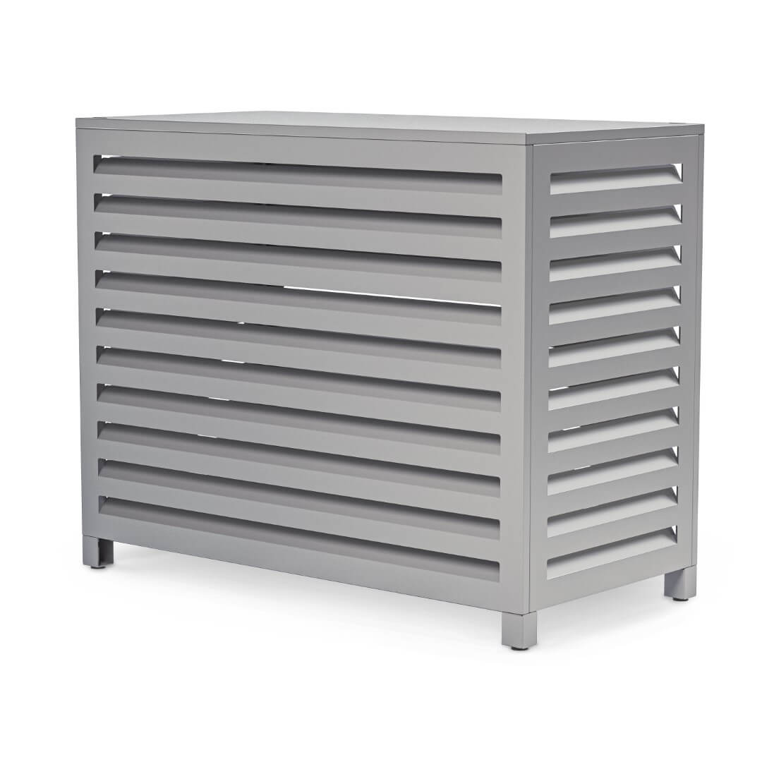 Cache-climatiseur SENTIMO en acier L posé sur pieds RAL 9006 Gris ...