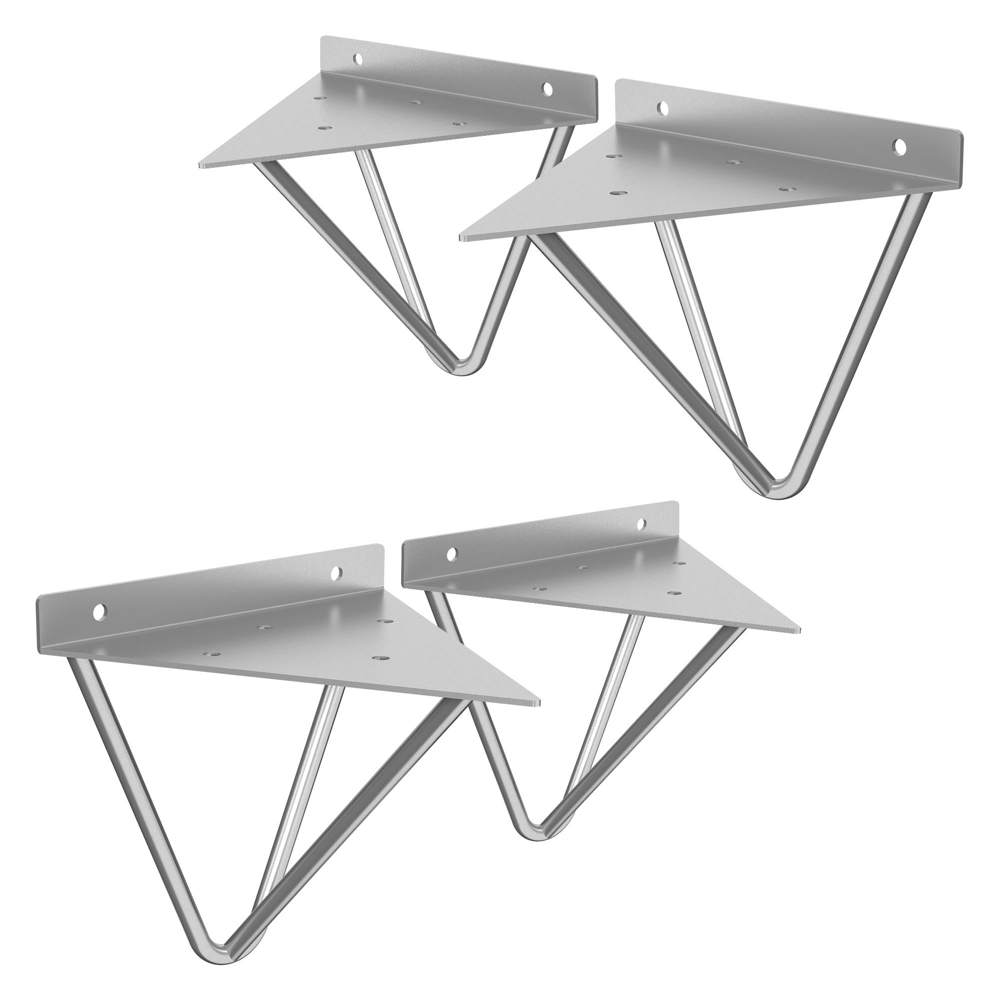 4x Support étagère d'angle triangle en métal gris avec vis 160 mm ...