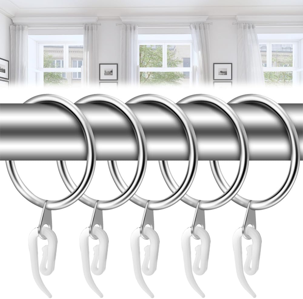 50 Pcs Anneaux Rideaux en Métal, Anneaux et Crochets pour Rideaux, pour ...
