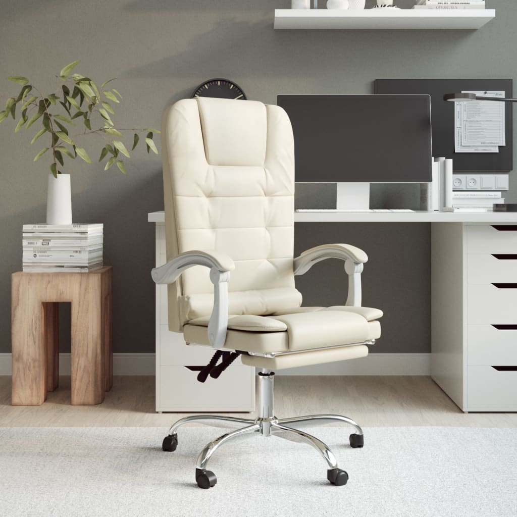 Sillón de oficina reclinable con masaje y tapizado de piel sintética ...