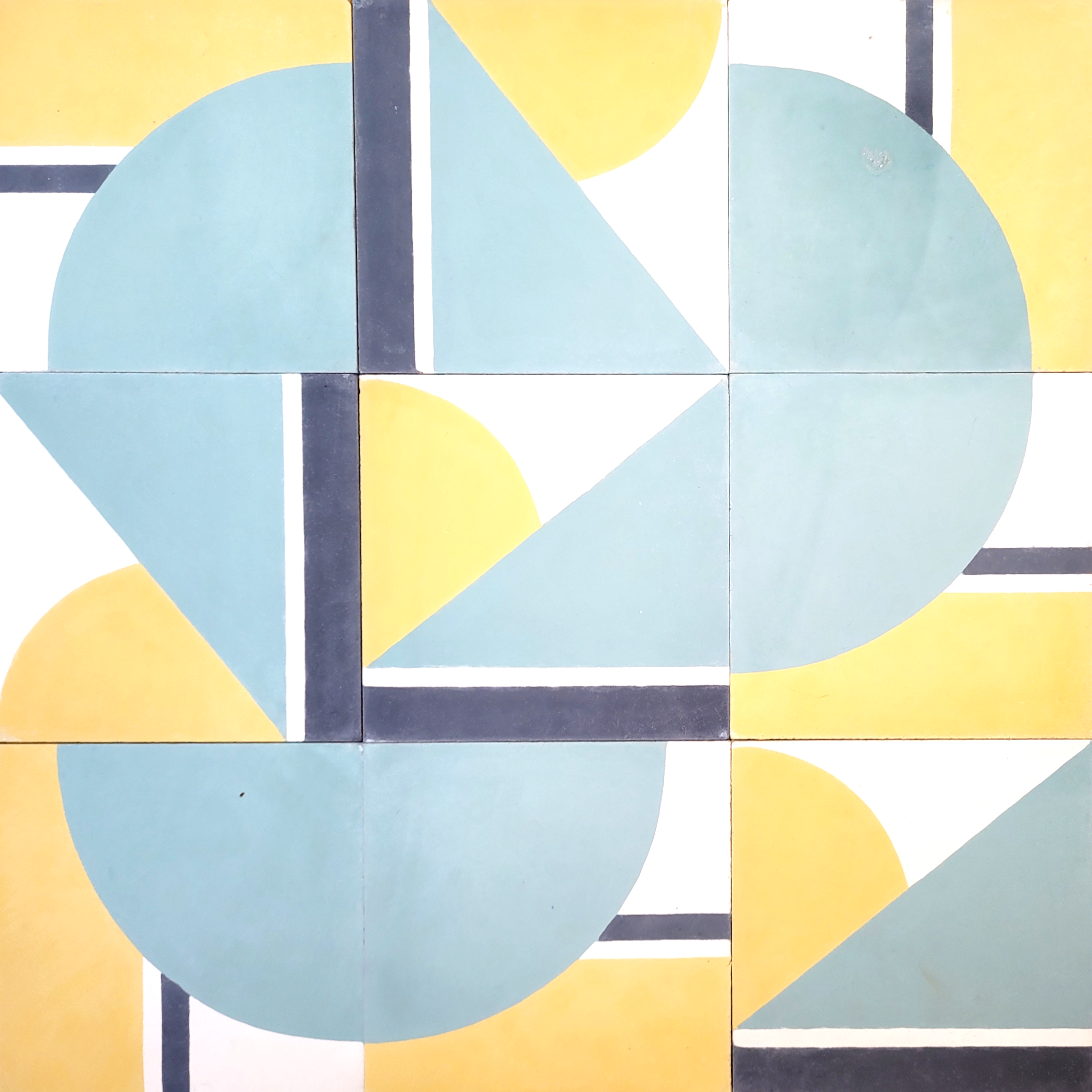 Carreaux de ciment véritable - Ocean Drive - Vert Jaune- HENDAYA ...