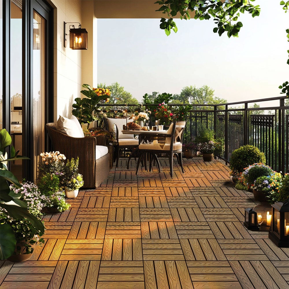 Carreaux clic WPC HOME DELUXE BAVARO PREMIUM - Teck 7,5 m² | Leroy Merlin