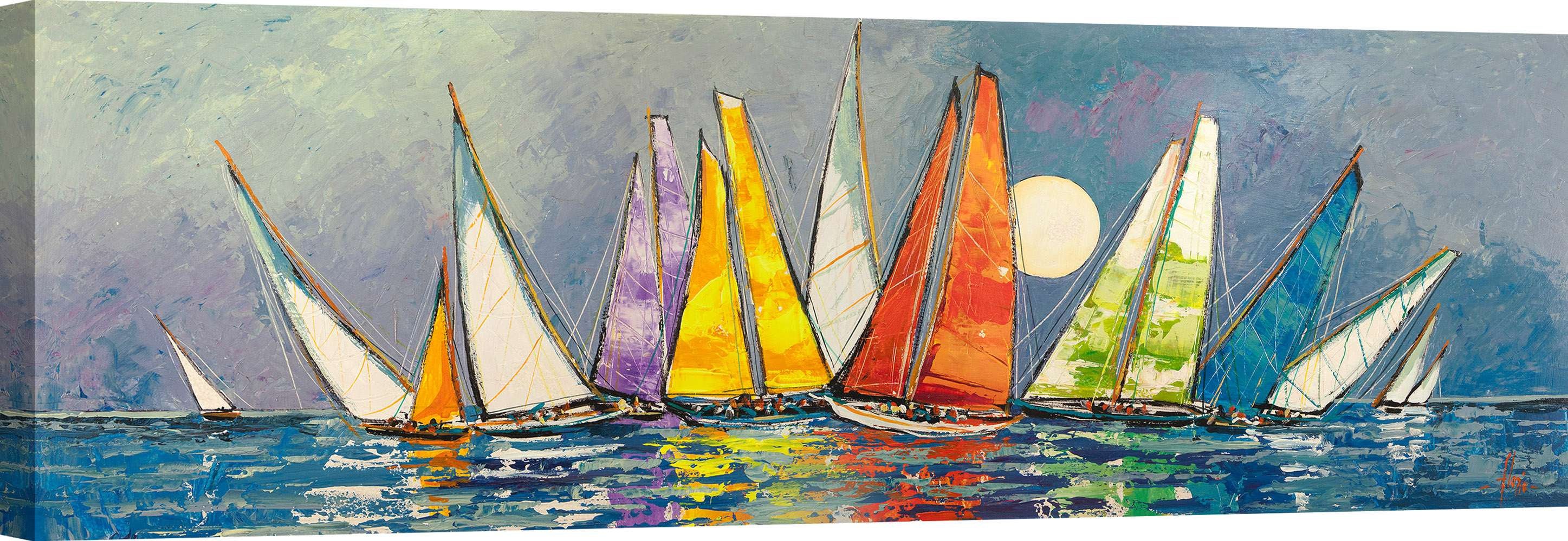 Peinture mer. bateaux à voile - Impression sur toile - Luigi Florio ...