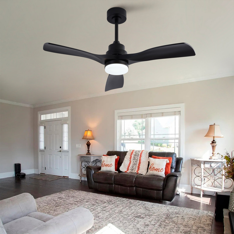 Ventilateur de plafond noir de 107 cm avec lumière et télécommande, 3 ...