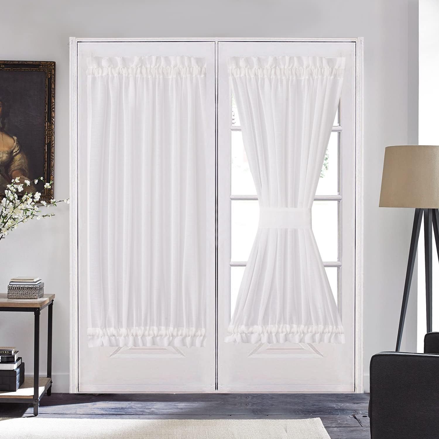 2 rideaux voilages blancs 137x183 cm - Design simple et élégant, avec ...