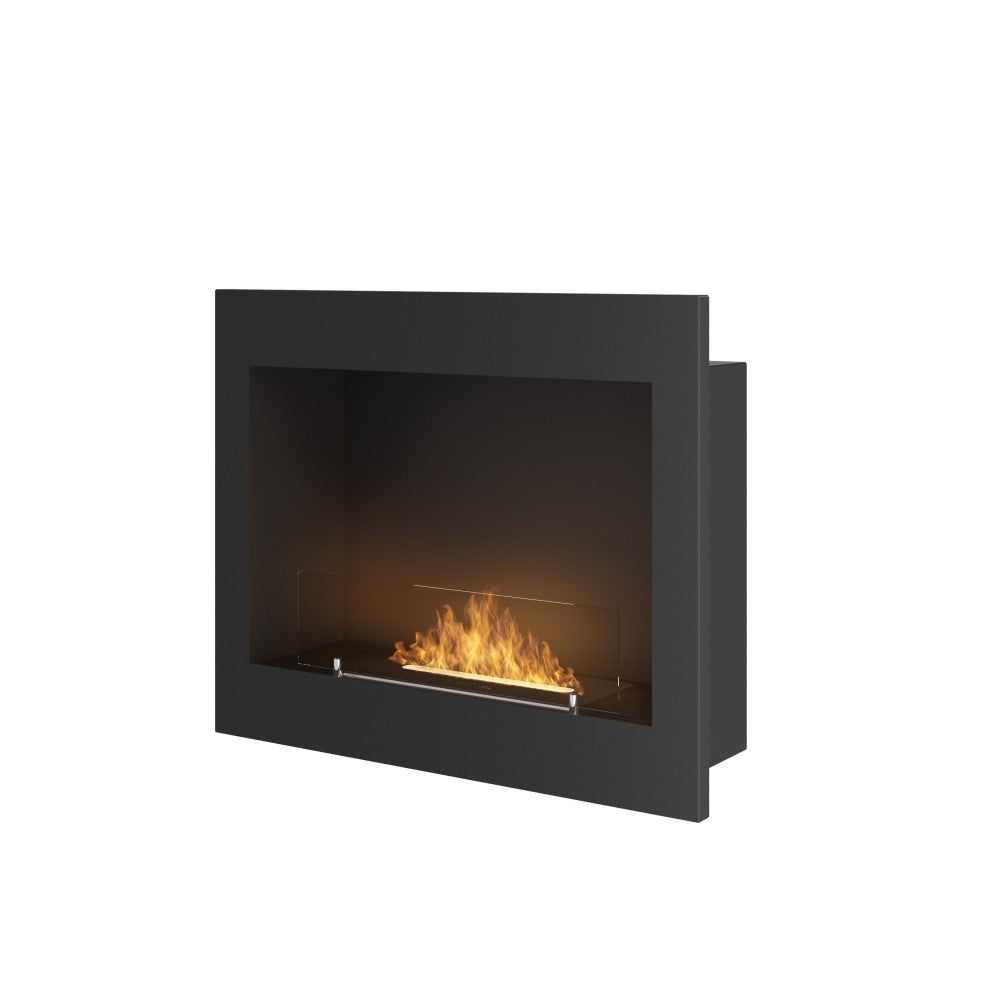 Cheminée au bioéthanol Frame 600 noir mat à encastrer au mur sans verre ...
