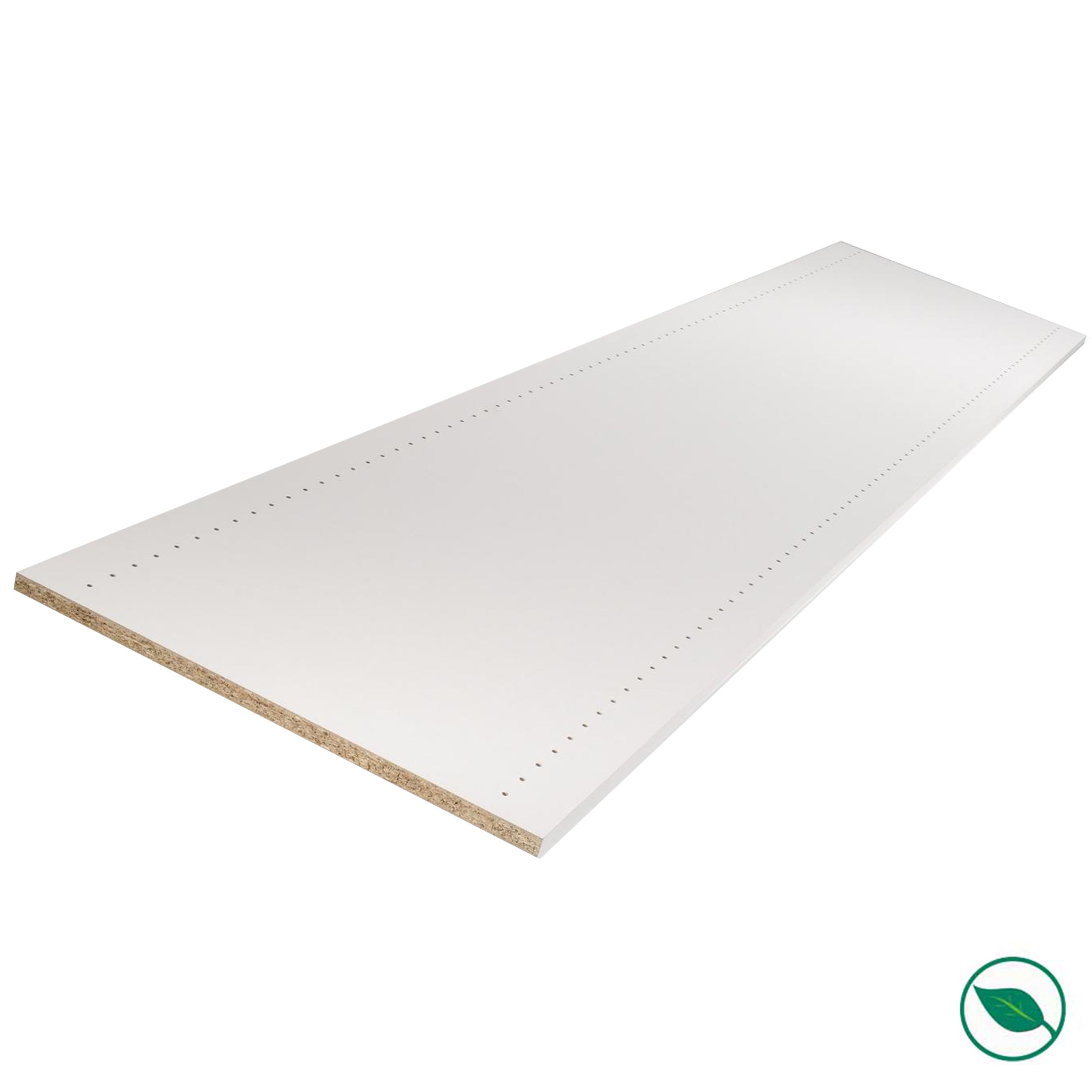 Tablette mélaminé blanc prépercée 2500 x 400 x 18 mm PEFC 70% | Leroy ...