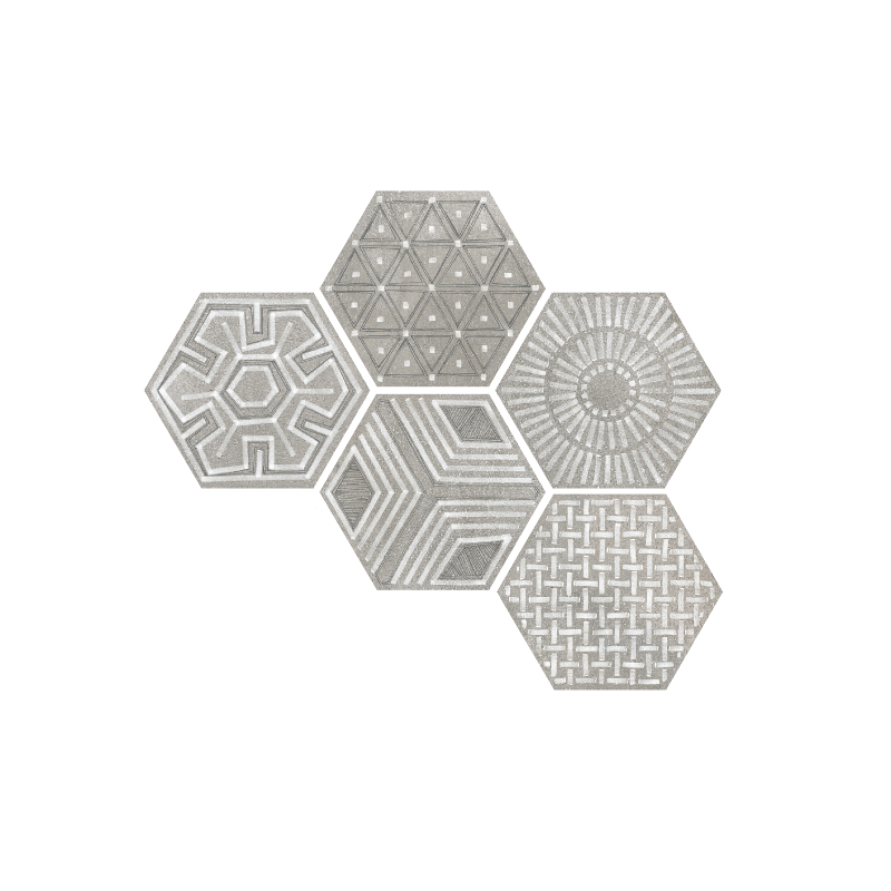 Carrelage sol / mur hexagonal effet béton patchwork RIFT IGNEUS CEMENTO ...