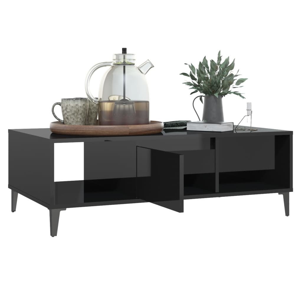 Table basse Noir brillant 103,5x60x35 cm 2 | Leroy Merlin