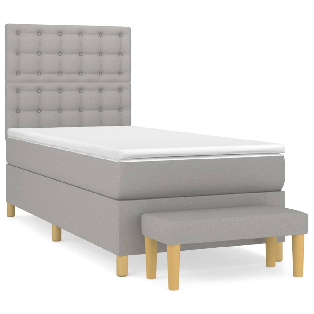 Cama box spring con colchón tela gris claro 100x200 cm | Leroy Merlin