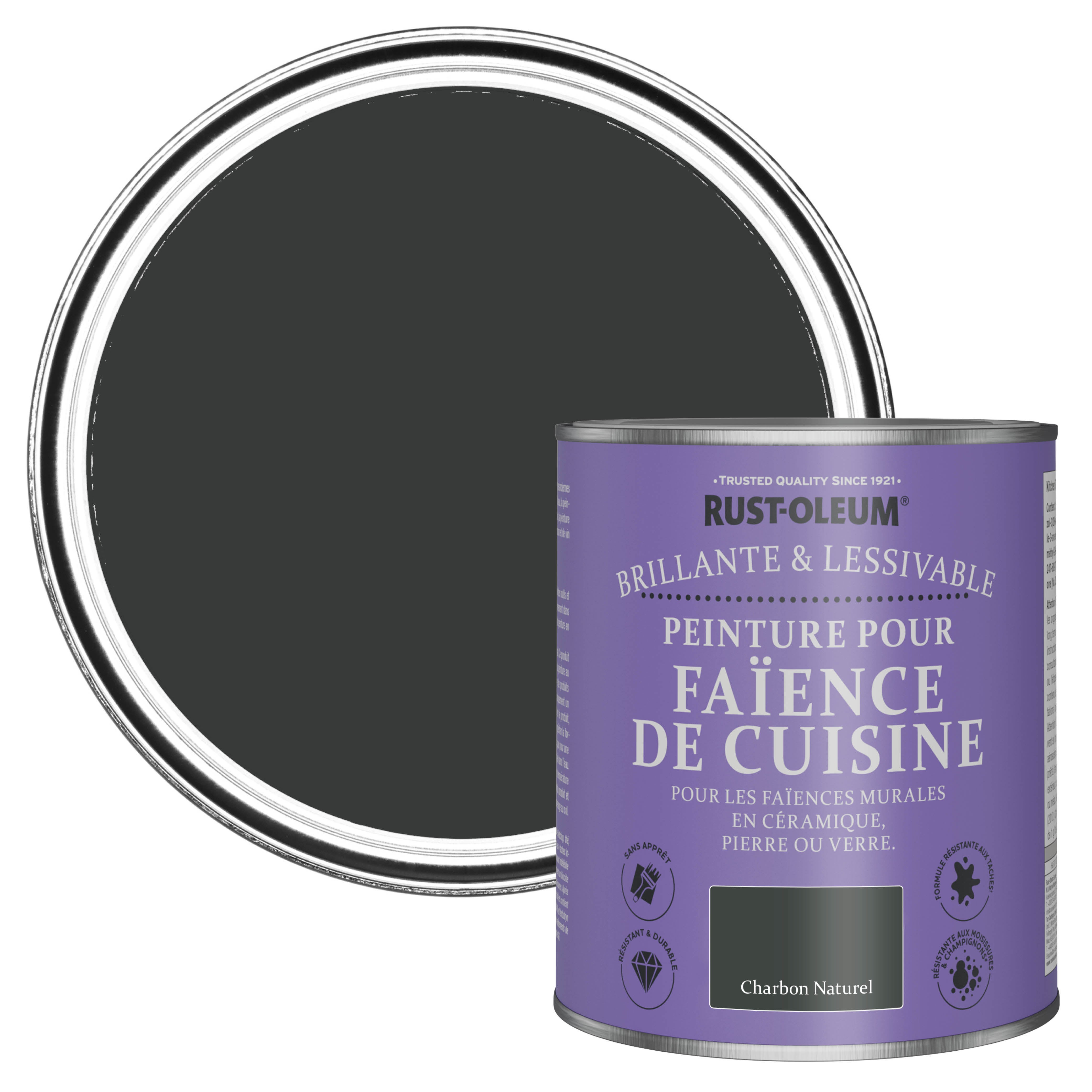 Rust-Oleum Peinture pour Faïence de Cuisine, Brillant - Charbon Naturel ...