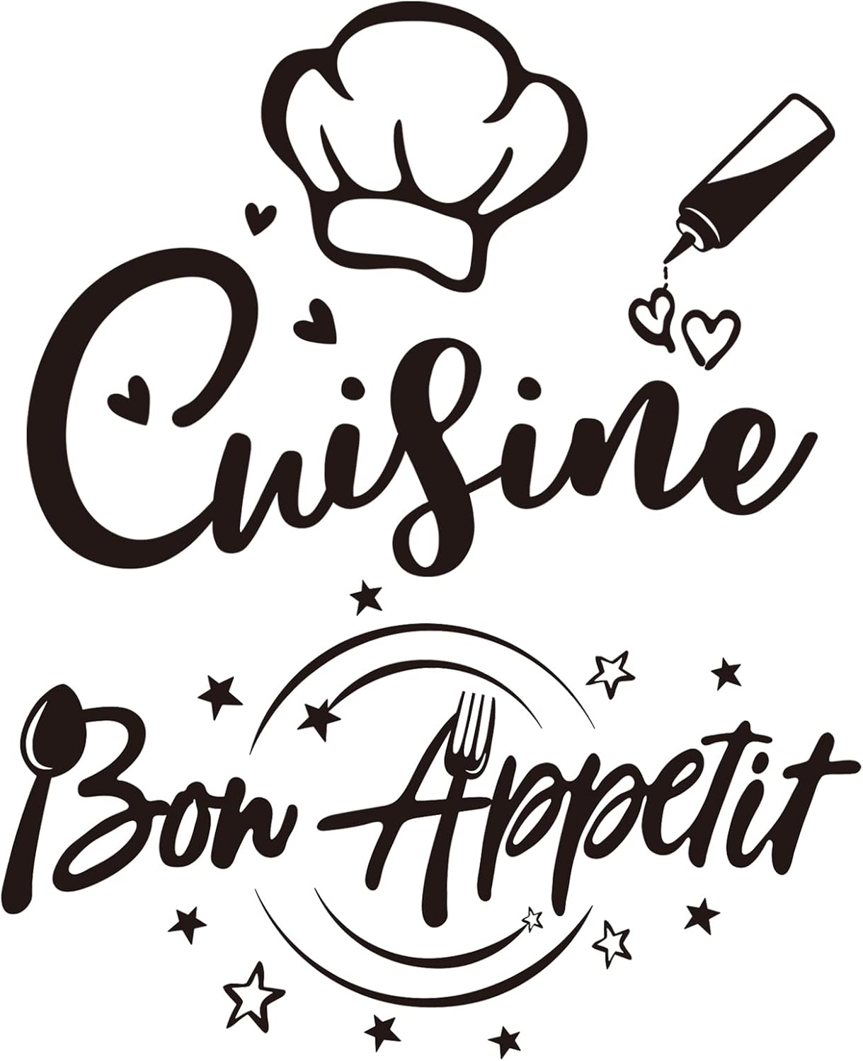 2Sets Stickers Muraux Autocollant Texte Française Cuisine et Citation ...