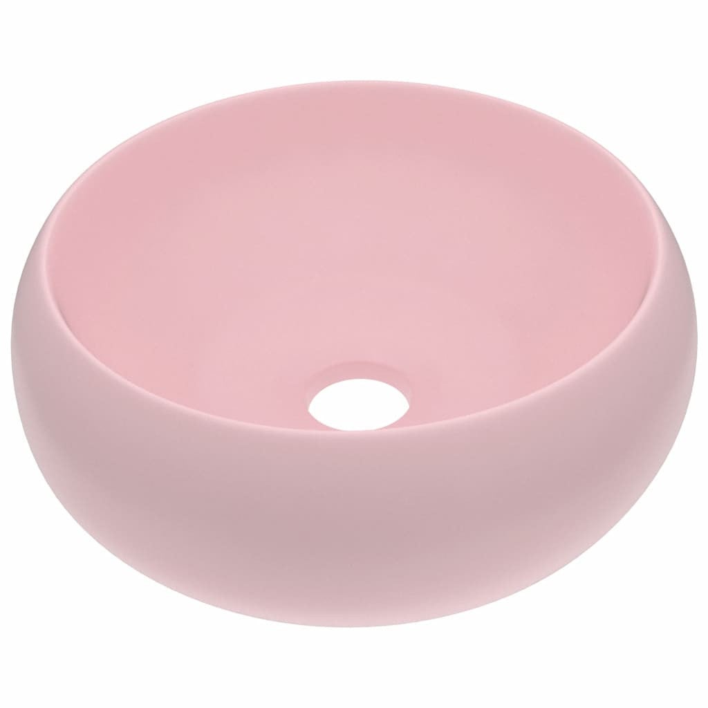 Lavabo de lujo redondo cerámica rosa mate 40x15 cm | Leroy Merlin
