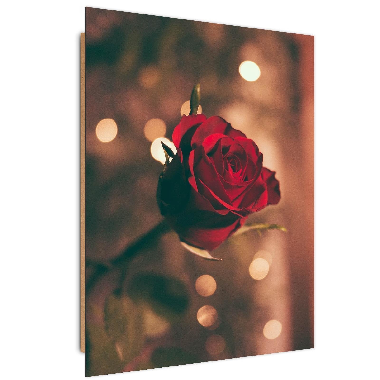 Tableau fleur de rose rouge bois - 60 x 90 cm | Leroy Merlin