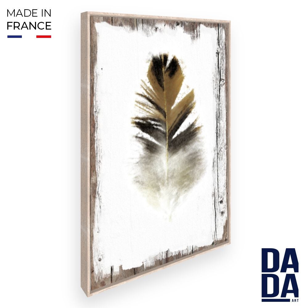 Toile encadrée Plume artistique / 100x140cm / Cadre Effet naturel ...
