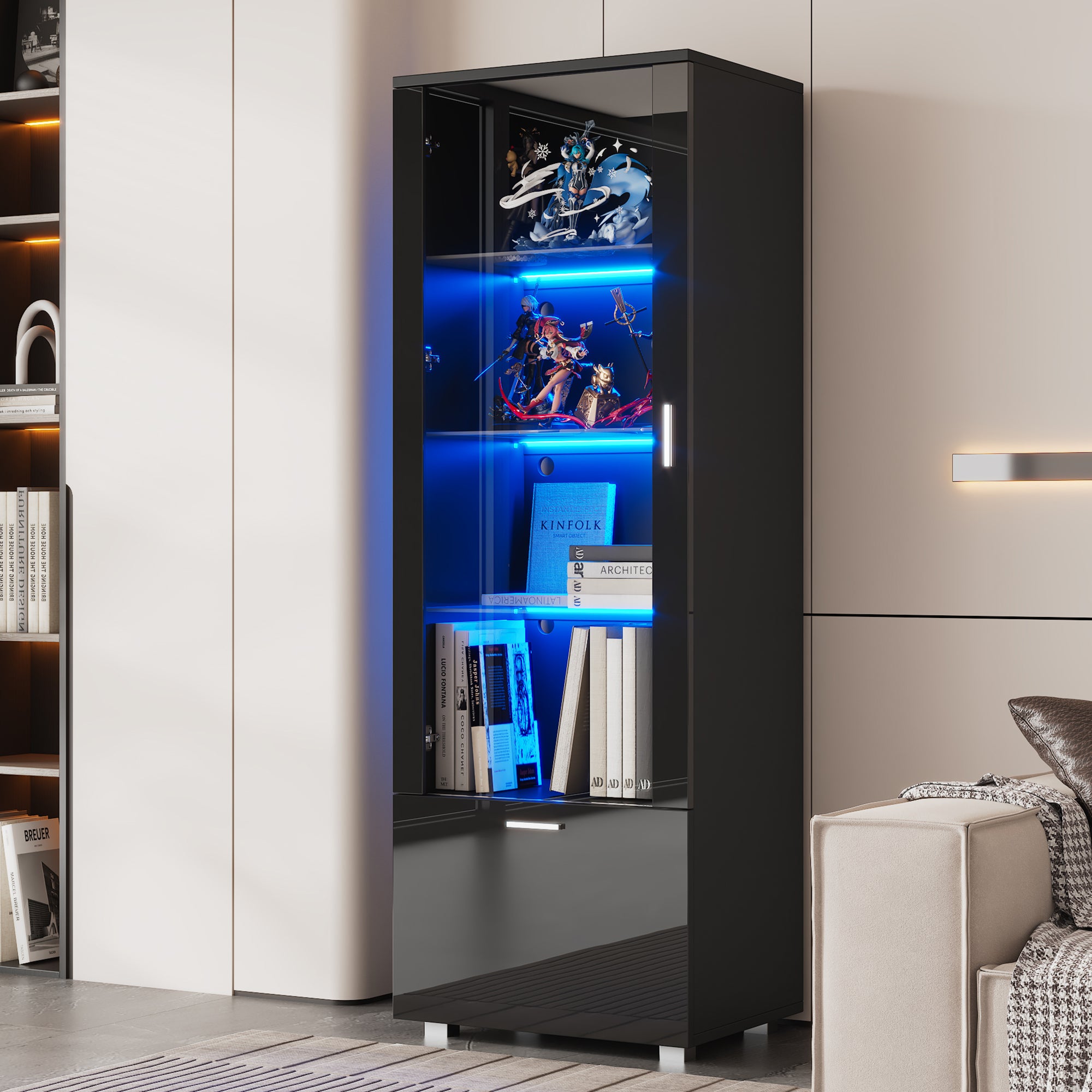 Bibliothèque pour Séjour en MDF Noir H. 160 x l. 50 x P. 40 cm | Leroy ...