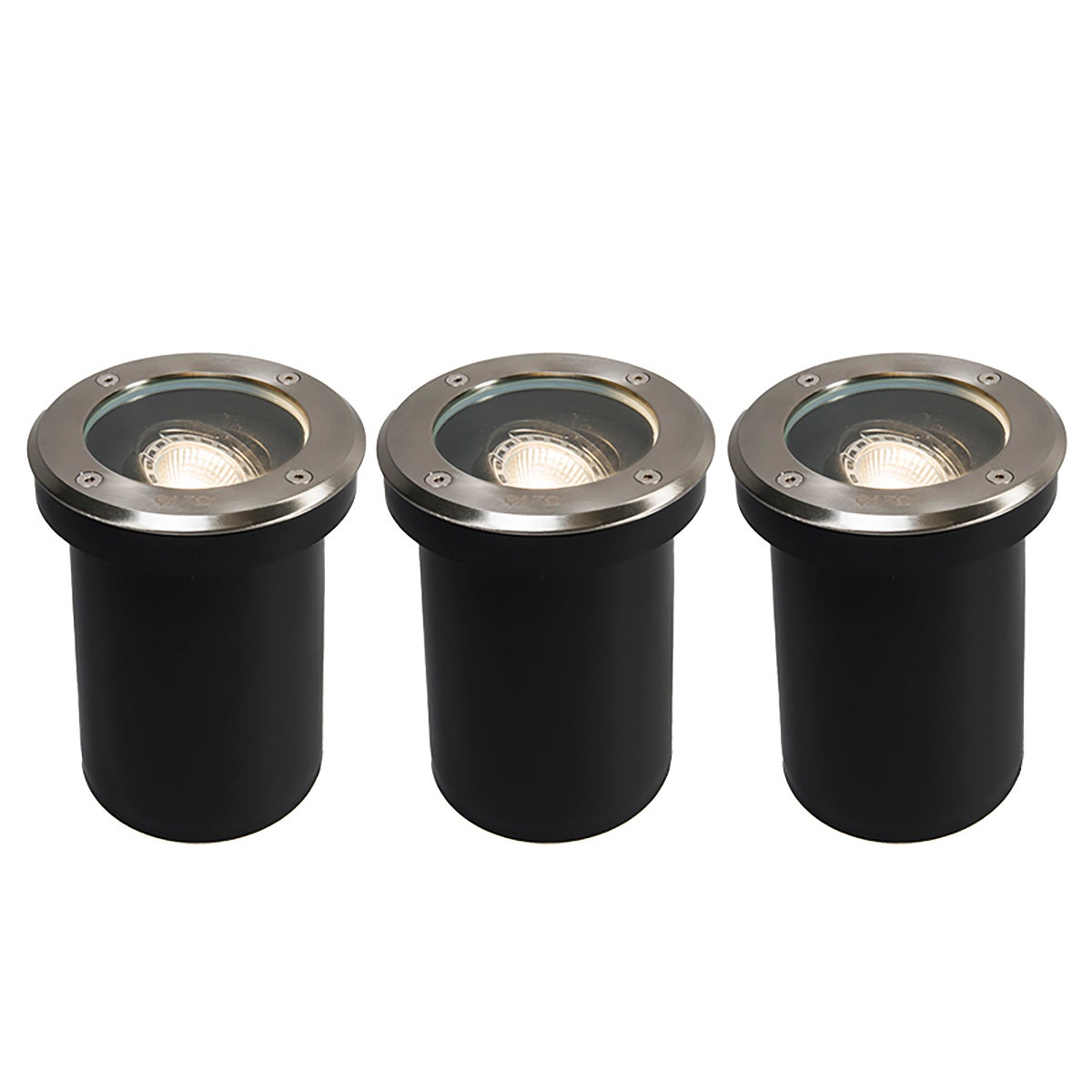 Spot encastrable de sol delux - 3 pièces - Ø 13 cm - Acier - Moderne ...