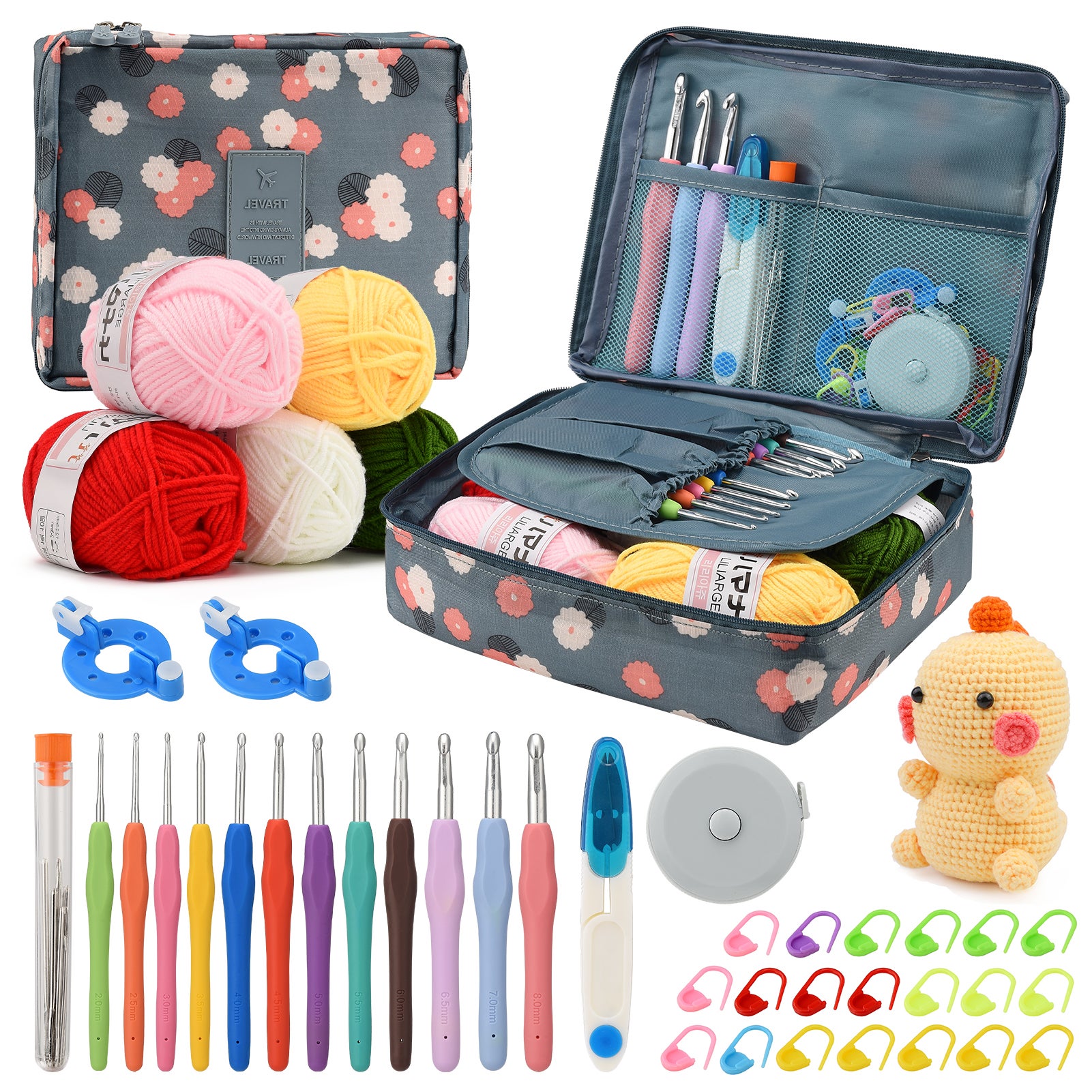 Kit completo de ganchillo de 42 piezas, ganchos ergonómicos, hilo ...