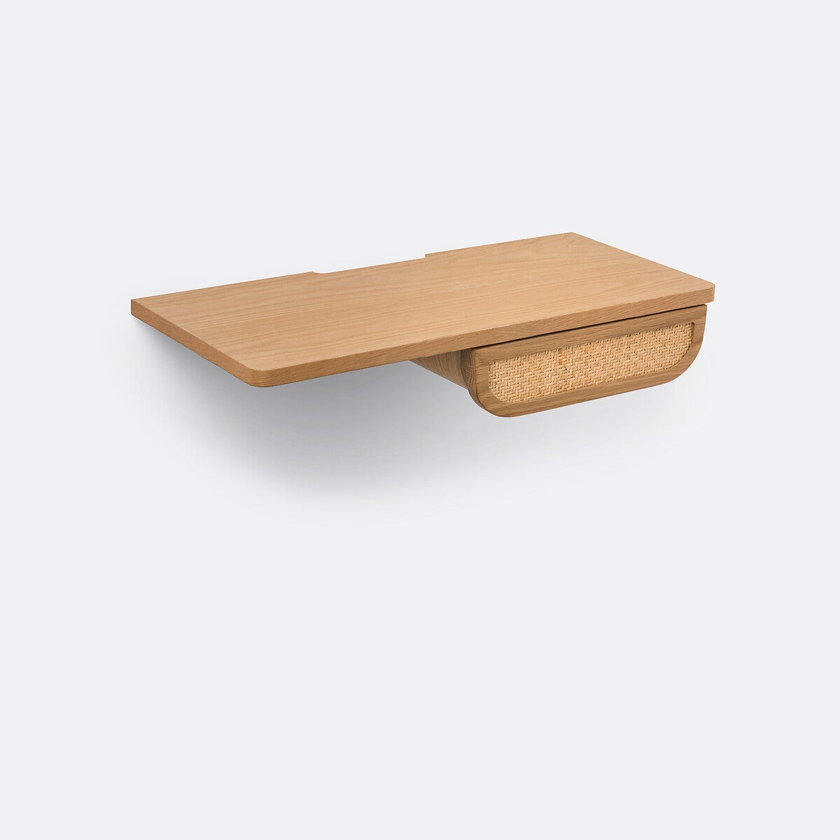 Chevet mural plaqué chêne et rotin 1 tiroir, Ajory - Plaqué chêne ...