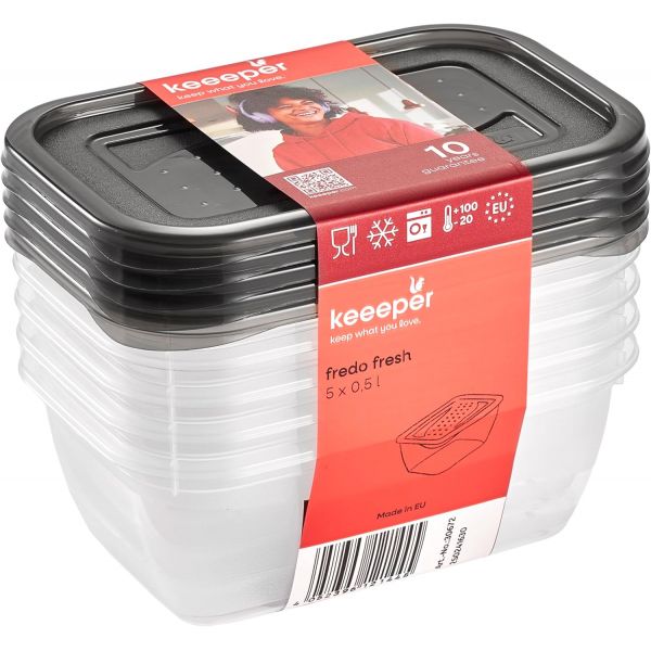 Lot de 5 Boîtes de conservation congélation 500 ml - Gris | Leroy Merlin
