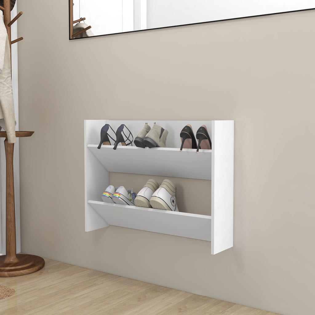 Maison Exclusive - Armoire à chaussures murale Blanc 80x18x60 cm ...