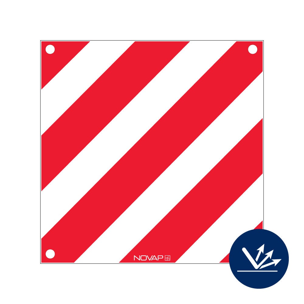 Panneau de signalisation hachuré rouge/blanc avec œillet ...