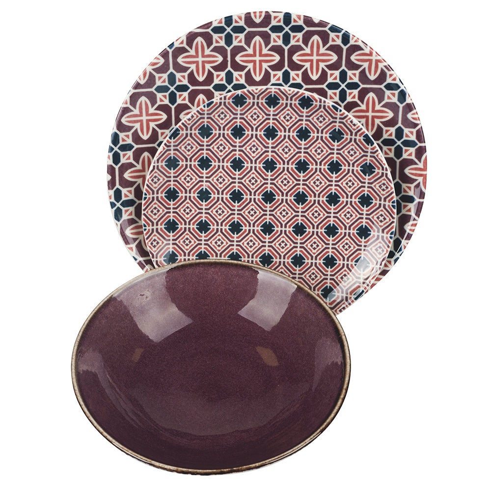 Vajilla de porcelana decorada 18 piezas 6 cubiertos Vajilla Messina ...