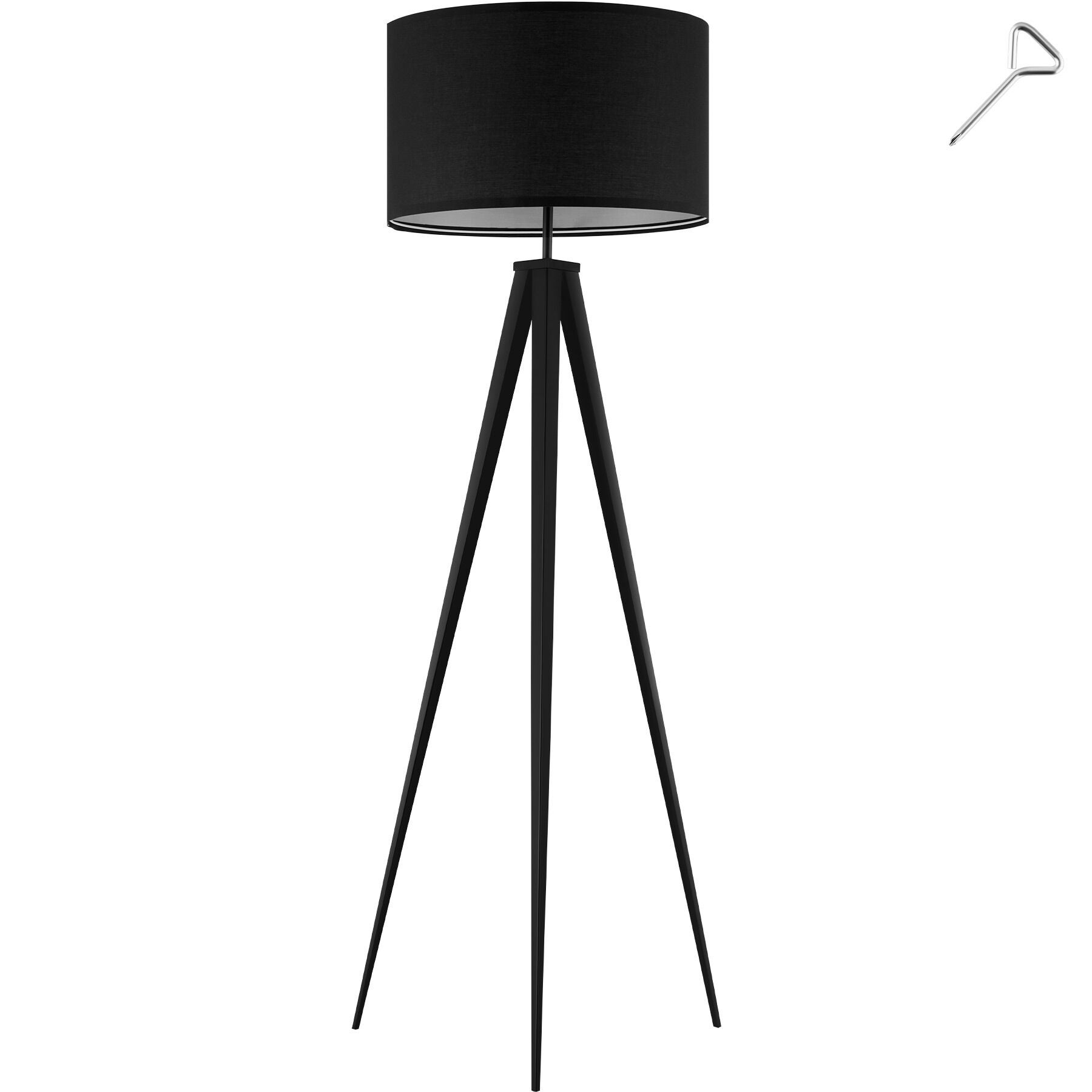 Lampadaire Lunaris, abat-jour en tissu, trépied trépied en acier, 60 W ...