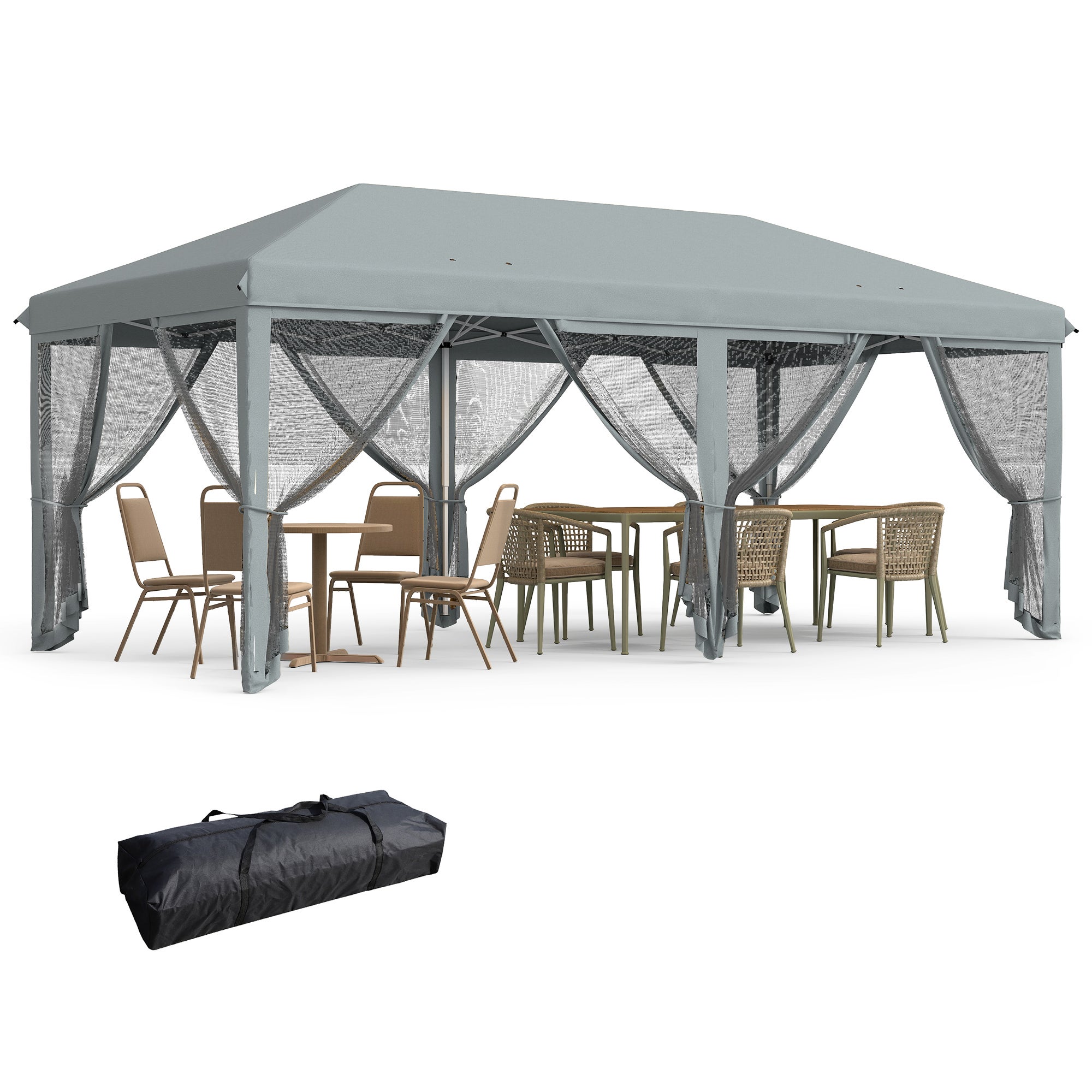 Tonnelle Barnum Pliant Pop-up 6 x 3 m moustiquaires amovibles + Sac de ...